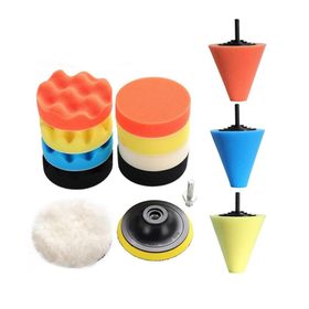 14 Piece 3Inch Car Foam Drill Polishing Pad Wheel Polishing Cone Tool ...