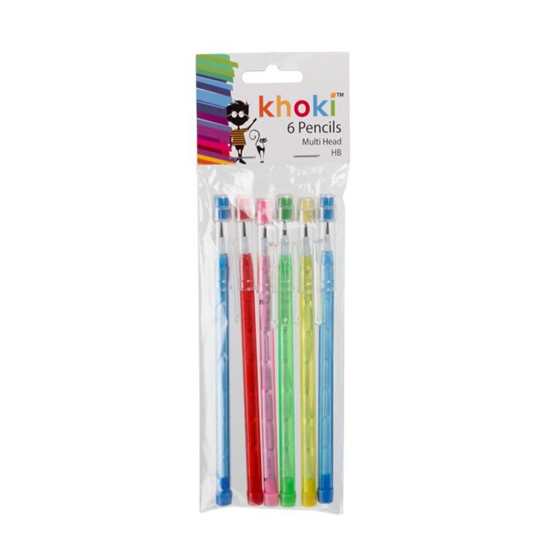 Khoki - Pencils - Multi-Head - 6 Piece - Refillable - Assorted Colours ...