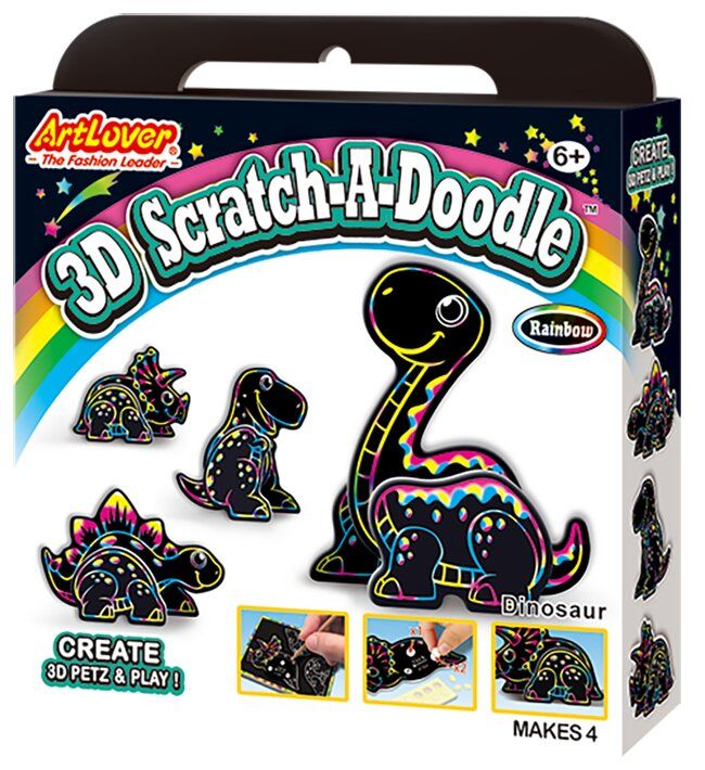 Art Lover 3D Scratch A Doodle Dinosaur 4 Designs In 1 Mini Box | Shop Today. Get it Tomorrow ...