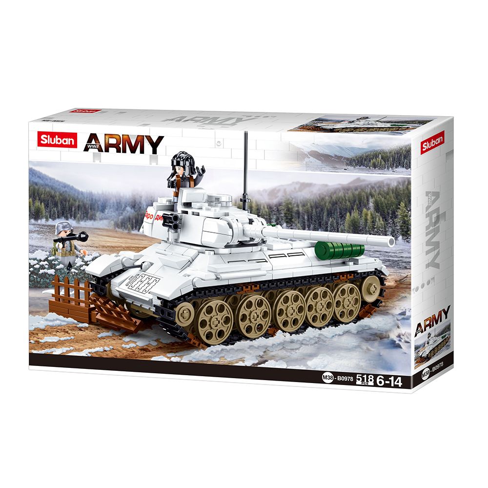 Sluban Building Set: WWII T-34/85 Medium Battle Tank - 518 Pieces ... Sluban Building Set: WWII T-34/85 Medium Battle Tank - 518 Pieces ...