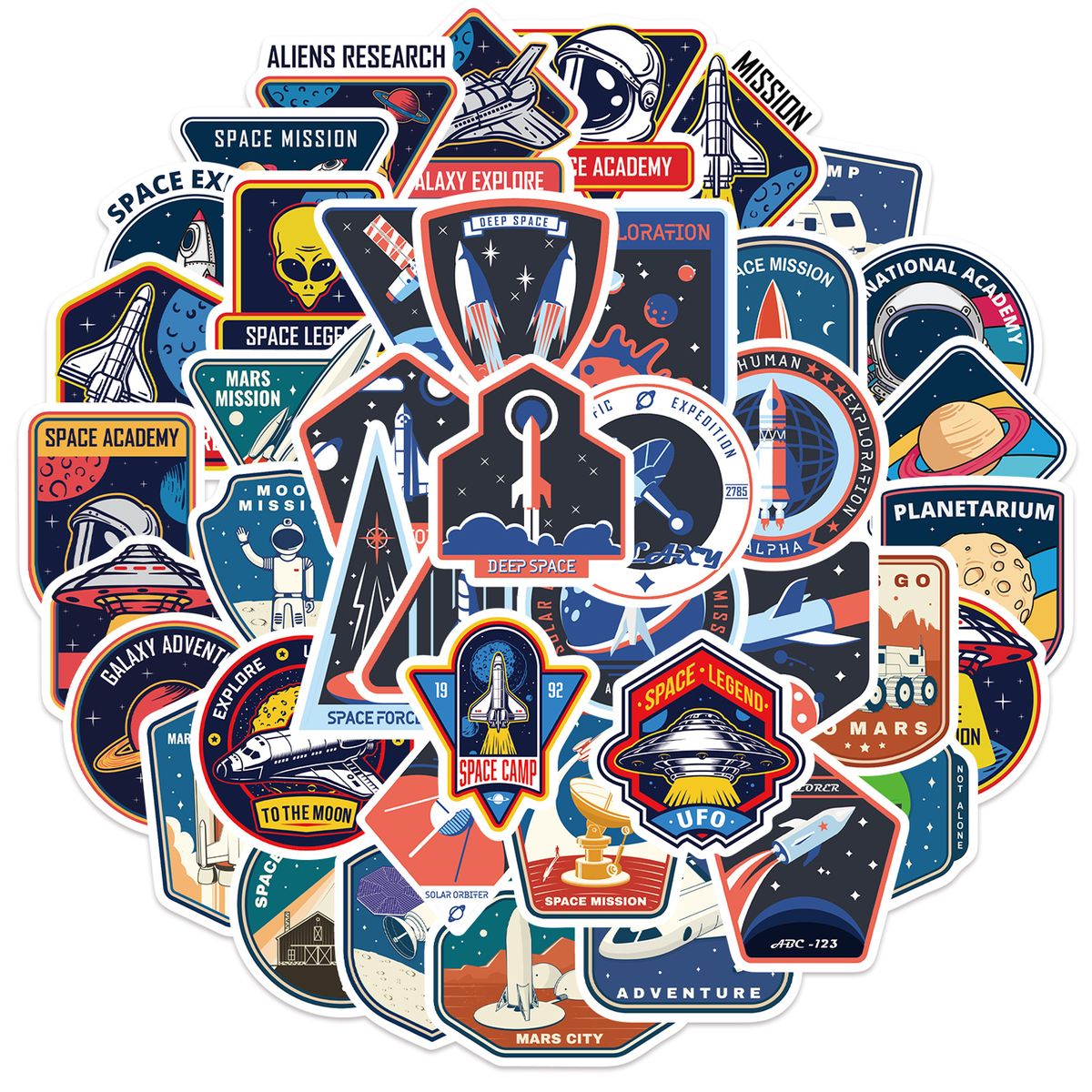 52pcs Label Waterproof Stickers Pack Art Craft- Space Astronaut Alien ...