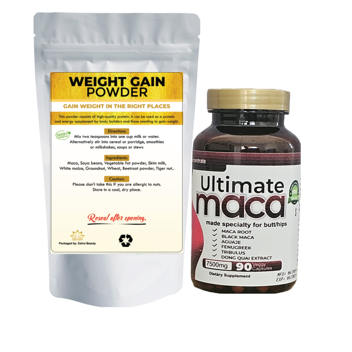 Ultimate Maca Pills and Weight Gain Powder Combo Butt & Hip enlargement ...