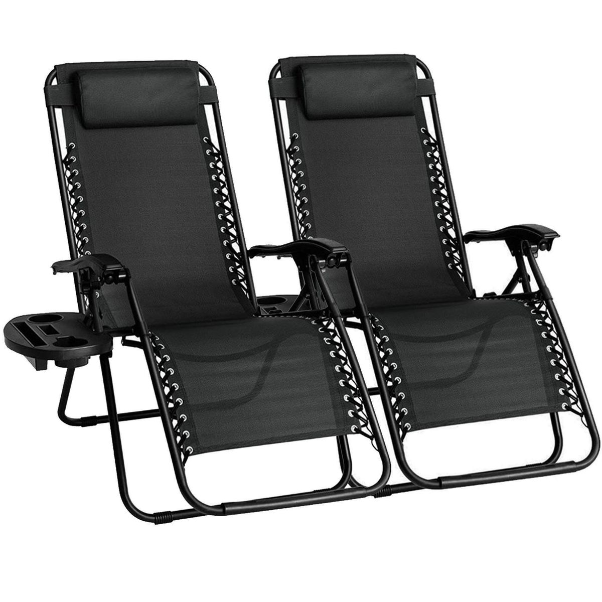 Reclining Loungers Folding Chairs Gravity Sun Recliners - Set of 2 ...