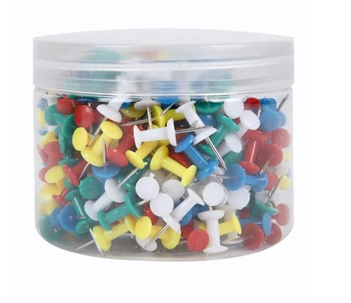 100pcs Colored Plastic Push Pins School Stationery Thumb Tack Office ...