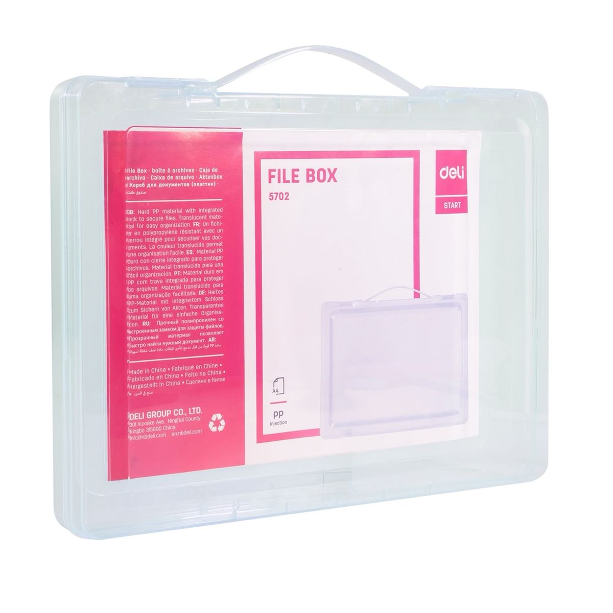 Deli File Box A4 With Handle Translucent light blue or light red | Shop ...