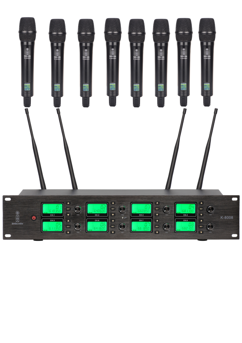Imix Profestional 8 Channel Microphone with 8 Handheld Adjustable Freq ...