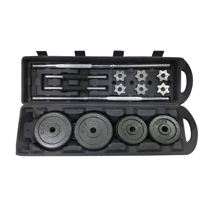 50kg Adjustable Cast Iron Barbell and Dumbbell Weight Set | Shop Today ...