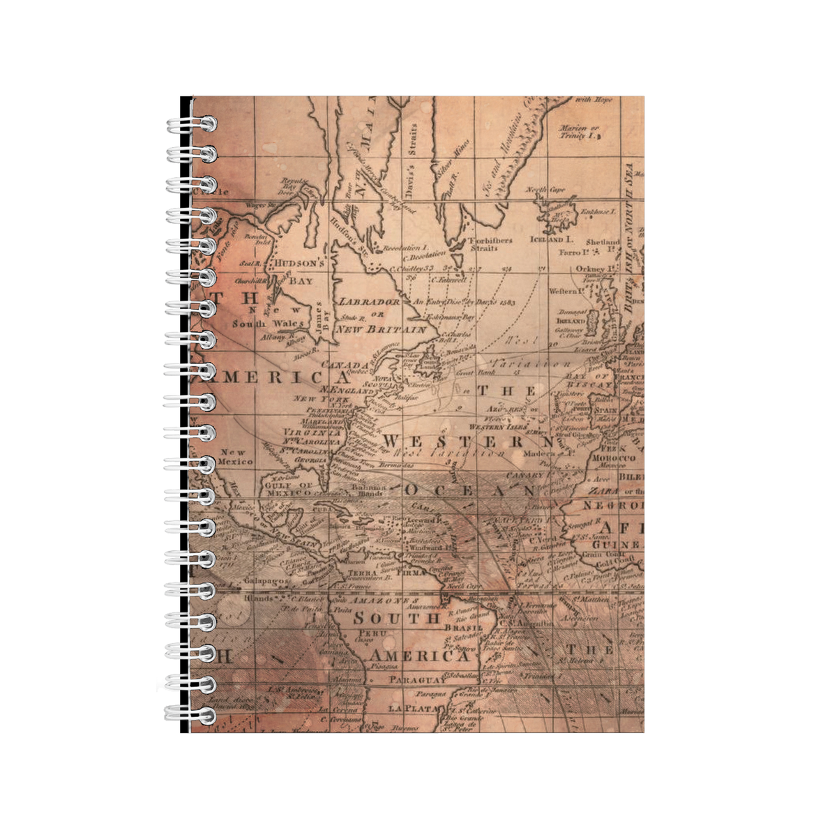 Old Map 9 A5 Notebook Pad with Lines Trendy Graphic Birthday Present ...