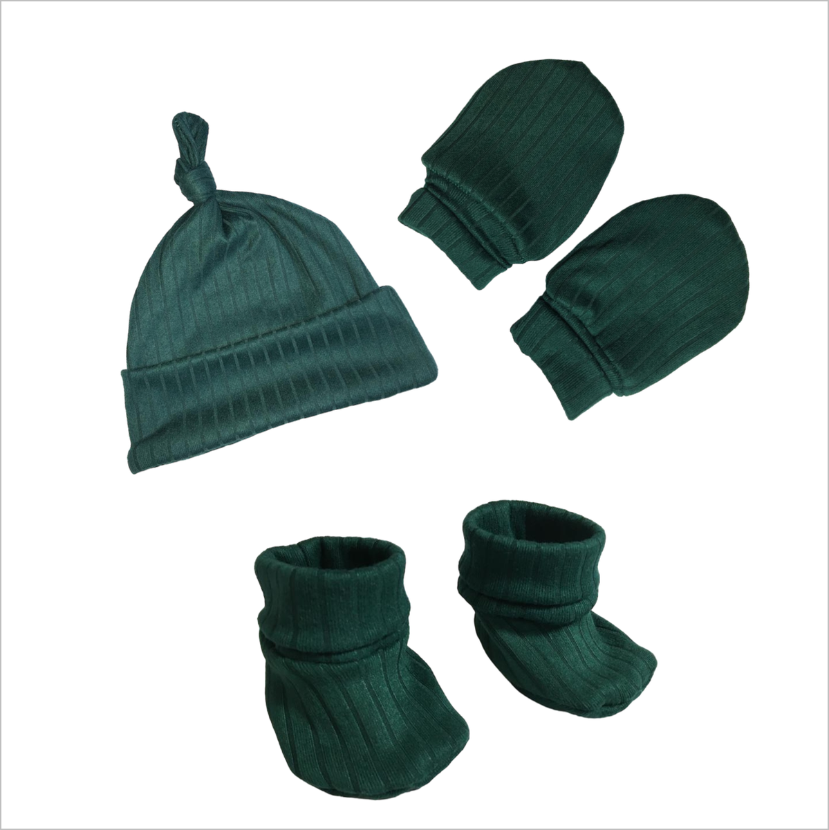 Baby Mitten Set - Knot Hat, Mittens & Bed socks - Botanic Green | Shop ...