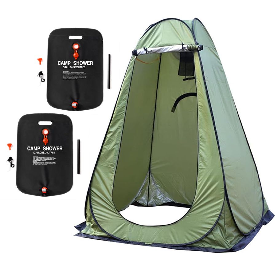 Pop-Up Camping Shower Tent With 2 Sun Showers (150 x 150 x 190CM ...