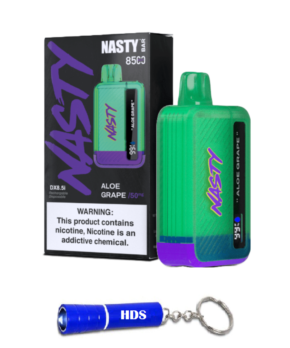 Nasty Bar 8500 Puff 50mg Disposable Vape - Aloe Grape with HDS Torch ... Nasty Bar 8500 Puff 50mg Disposable Vape - Aloe Grape with HDS Torch ...