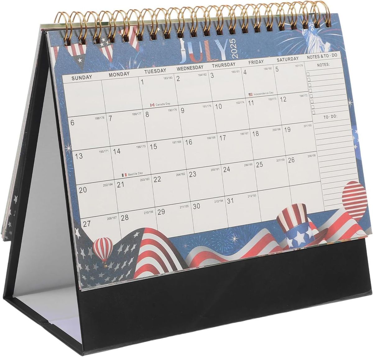 2025 Desk Calendar Medium Black Desktop Year Planner Flip Monthly ...