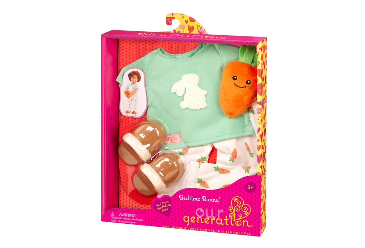 Our Generation Regular Bunny Pajama Carrot Plush Outfit - Bedtime Bunny ...