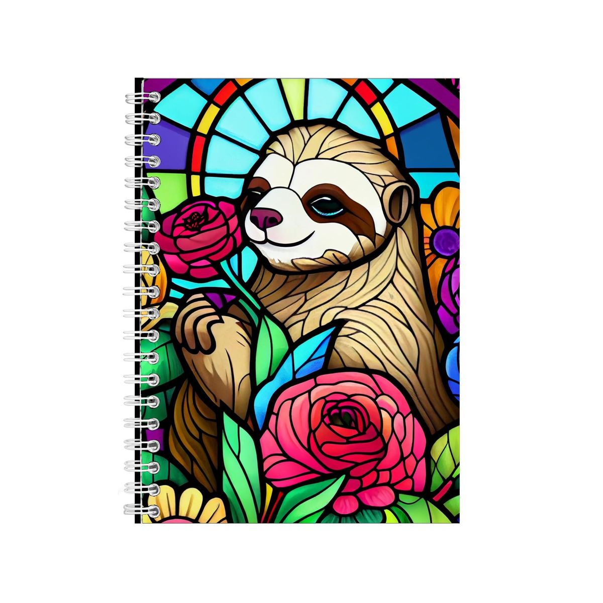 Cartoon Sloth Rose Stained Glass Notebook Animal Gift Idea Notepad Pad 89 | Shop Today. Get it ...