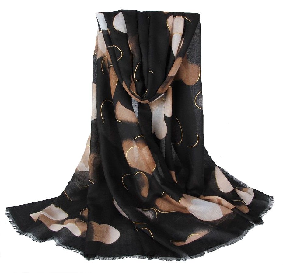 Ladies Scarf Black with Heart Pattern with Bronzing | Shop Today. Get ...