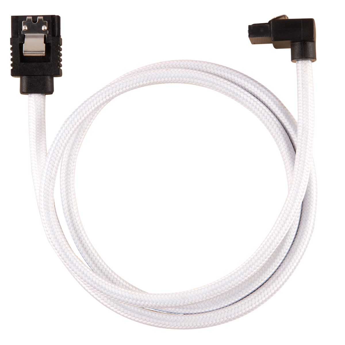 White Premium Braided Sleeved L-shaped SATA Data Cable | Buy Online in ...