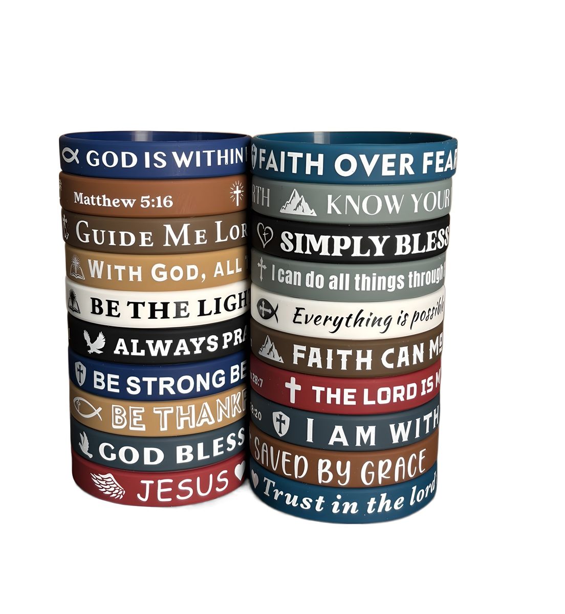 20 Pieces Silicone Bible Verse Bracelets For Men Women Soft And ...