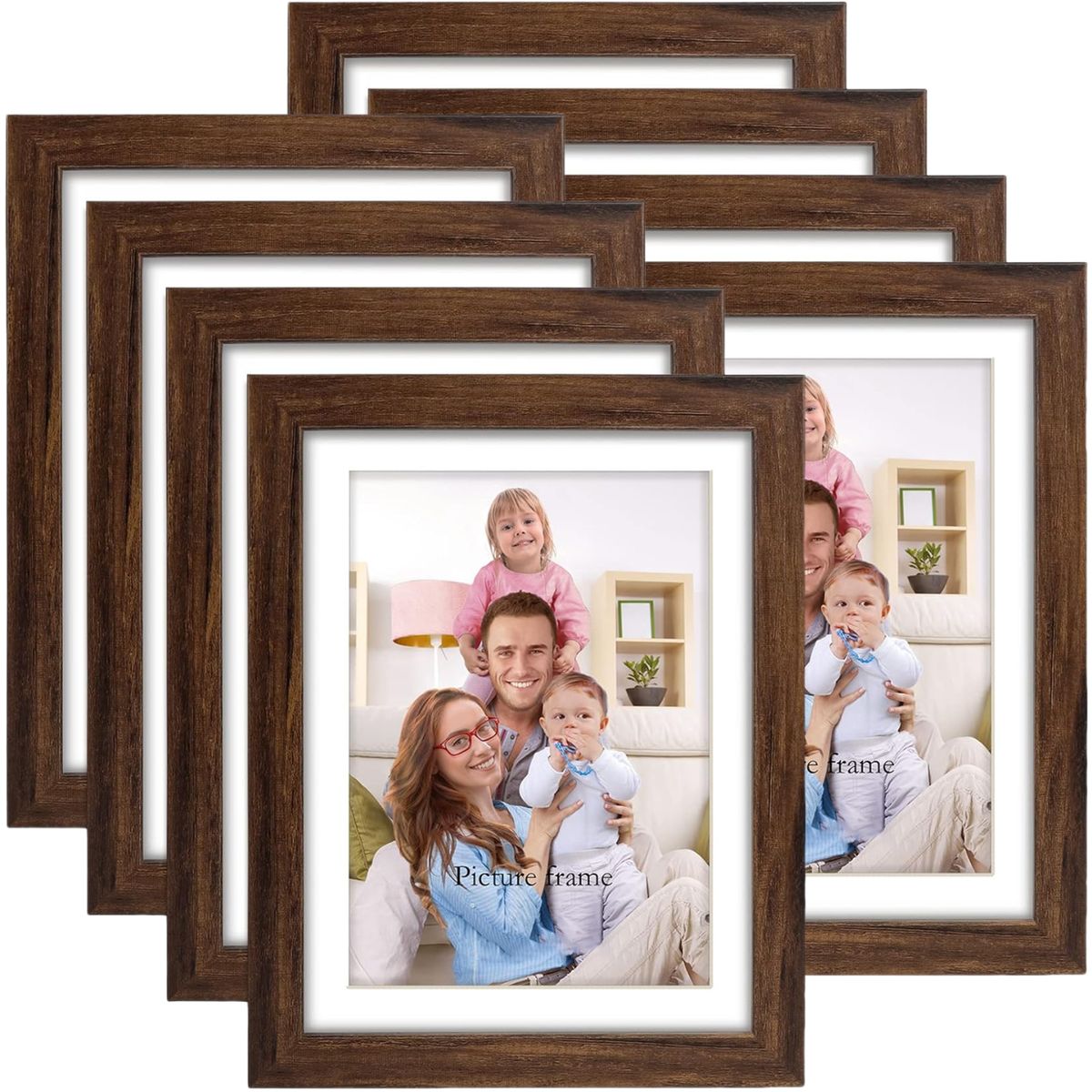 8Pcs Wooden Photo Frame Set Wall Mounted Standable A4 Picture Frame ...