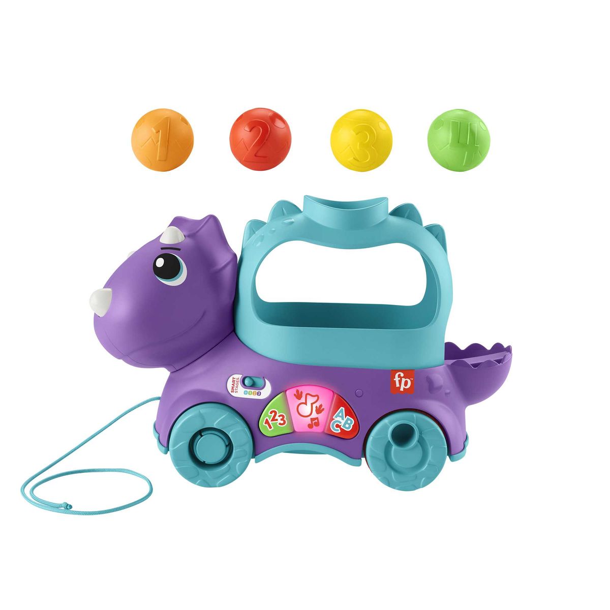 Fisher-Price Poppin' Triceratops, Musical Dinosaur Pull Toy- Uk English ...