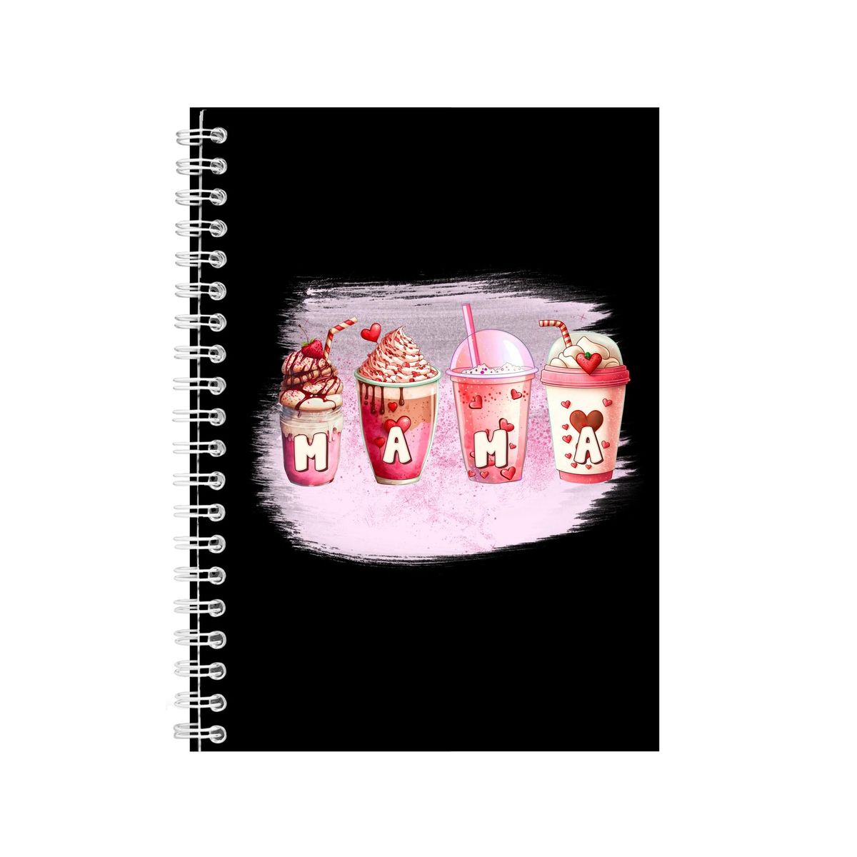 Pink heart A5 Notebook Spiral and Lined Coffee Mom Graphic Notepad Gift ...