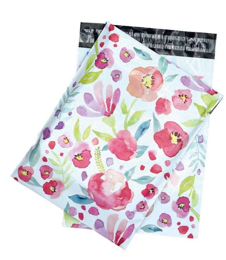 Red flower packaging courier poly bags gifts schools clothing business ...