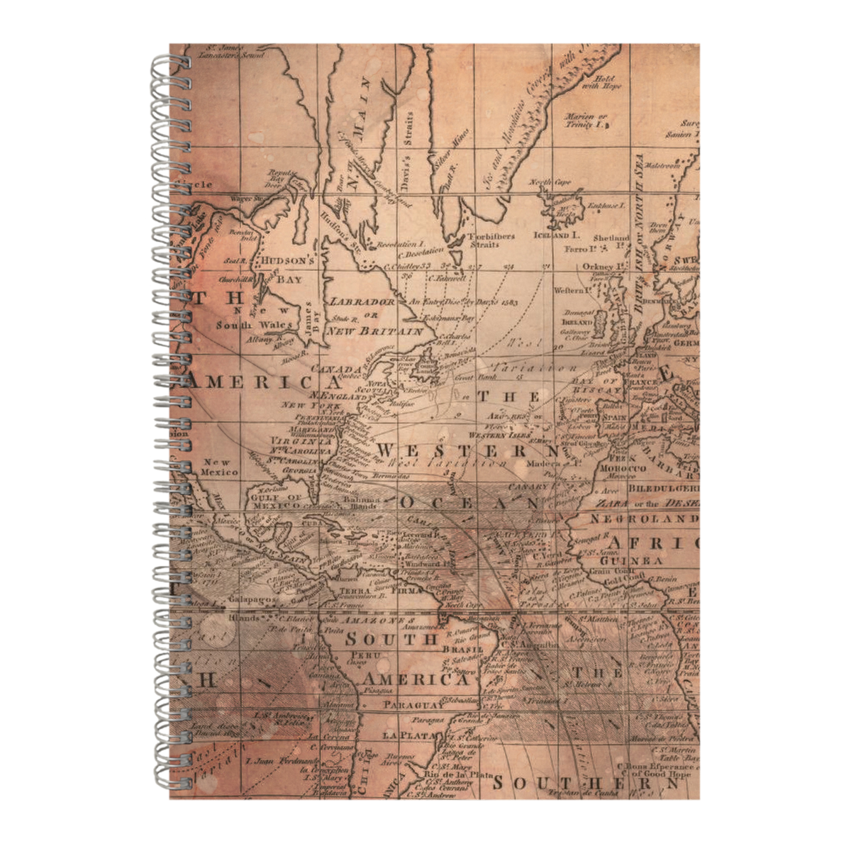 Old Map 9 A4 Notebook Pad with Lines Trendy Graphic Birthday Present ...