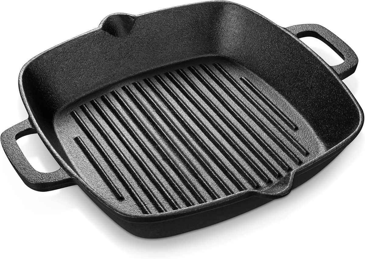 Coast Trail Cast Iron Double Handle Griller Pre-Seasoned 10''Square ...