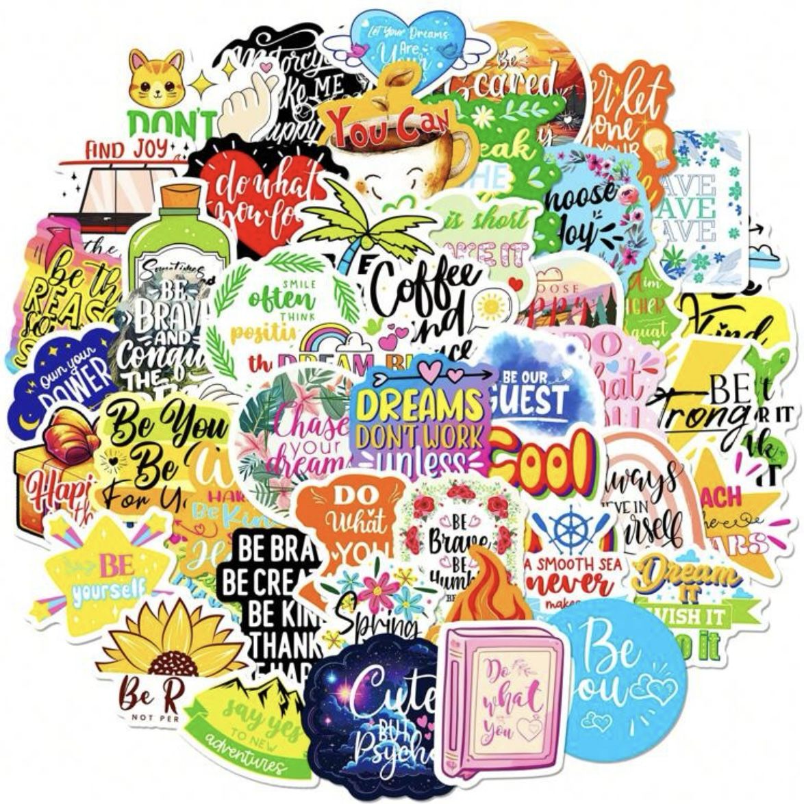 50 Piece Motivational Inspirational Words Sticker Pack | Shop Today ...