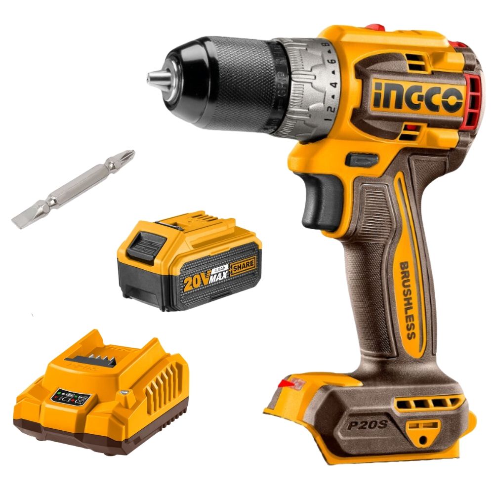 Ingco - Cordless Drill - Compact - 60NM with 4.0Ah Battery & Charger ...