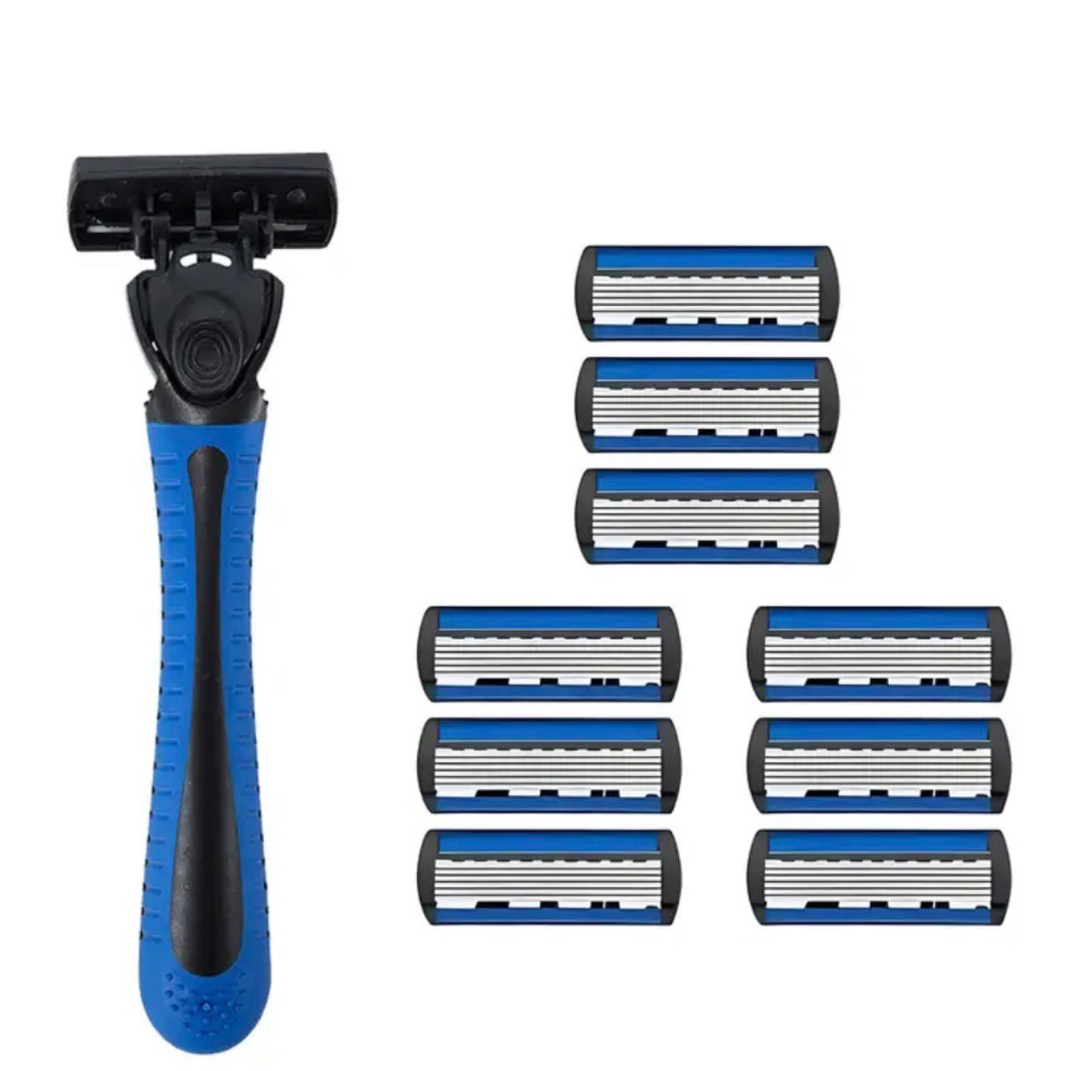 Smooth 6-Layers Blades Razor Safety Shaver with 1 Handle & 9 Blades ...