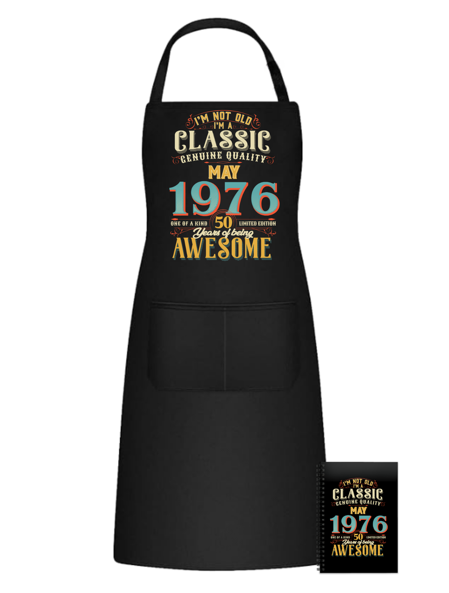 50 Years Old Born May 1976 Fun Kitchen Braai Apron Birthday Gift Idea ...