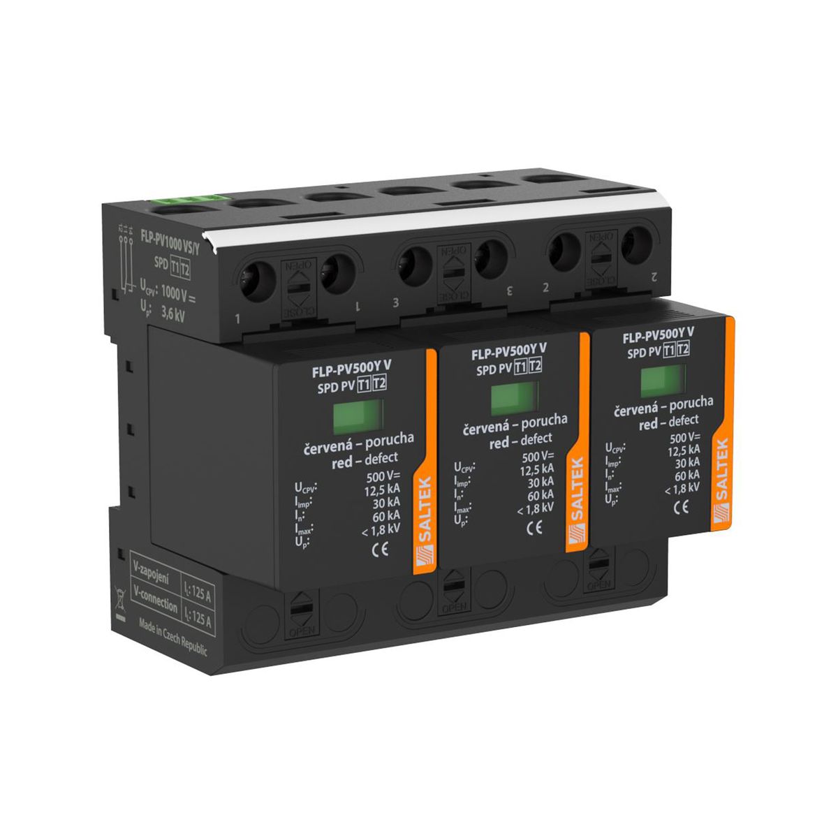 Surge Protection Device SPD 3-Pole 1000VDC 12.5/60kA 10/350/8/20 For PV ...