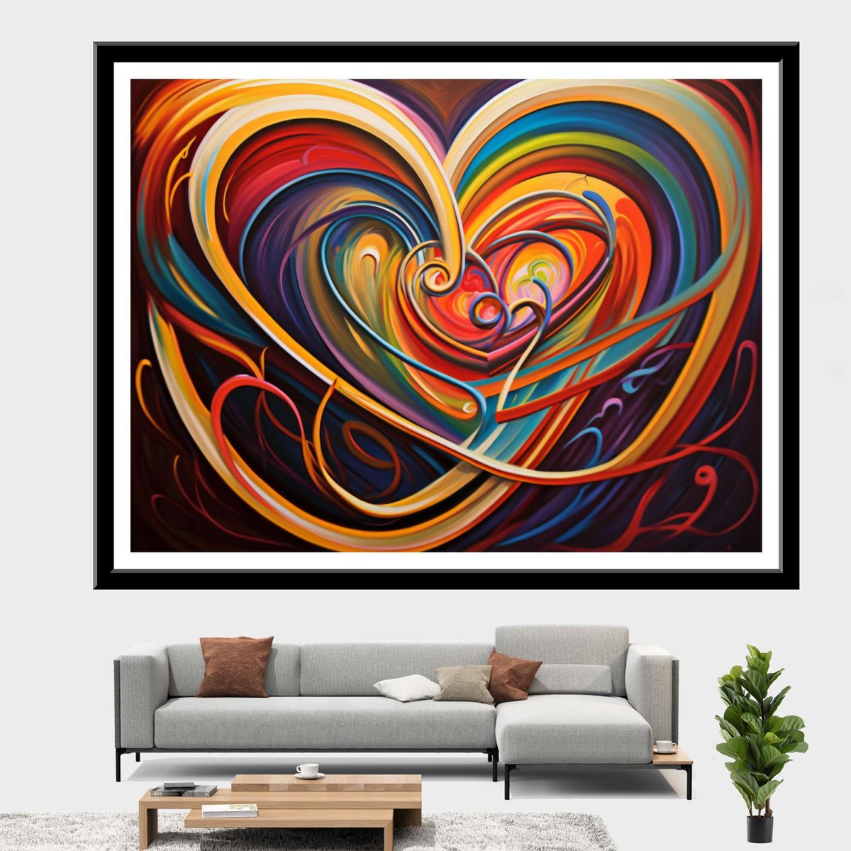 Wall Art Unframed - Heartbeat A Painting Of A Vibrant Pulsating Hear ...