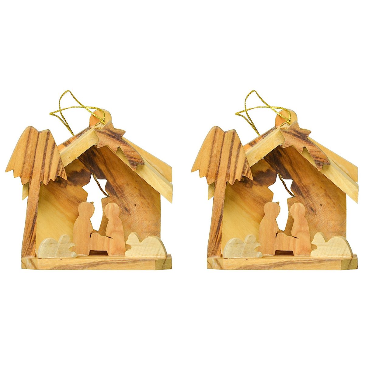 A-Set of 2 -Olive Wood Mini Nativity Stable Scene 2 Angels | Shop Today ...