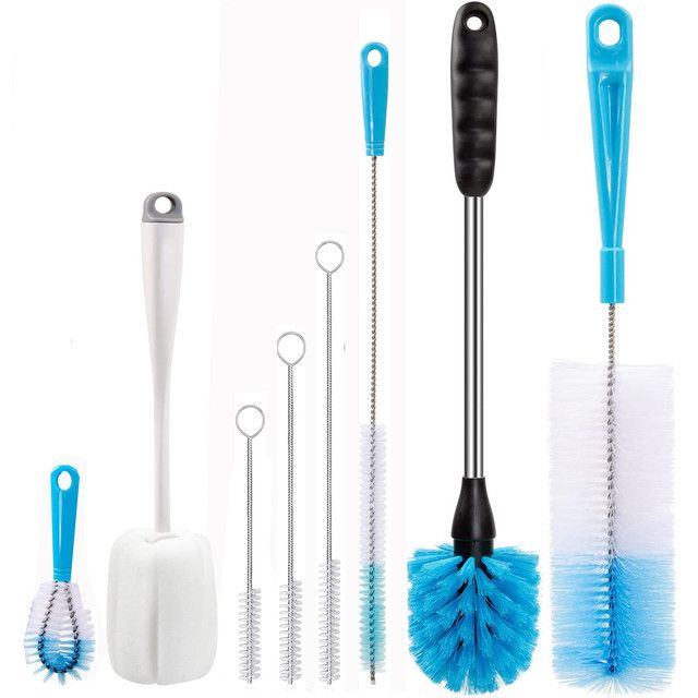 8 Pack Bottle Cleaner Brush Set - Long Handle For Beer Decanter Cup ...