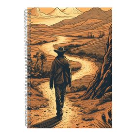 Stylized A4 Notebook Spiral Lined Wild West Graphic Notepad Cowboy Gift ...