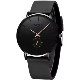 LIGE Unisex Luxury Minimalist Silicone Strap Ultra-Slim Watch | Shop ...