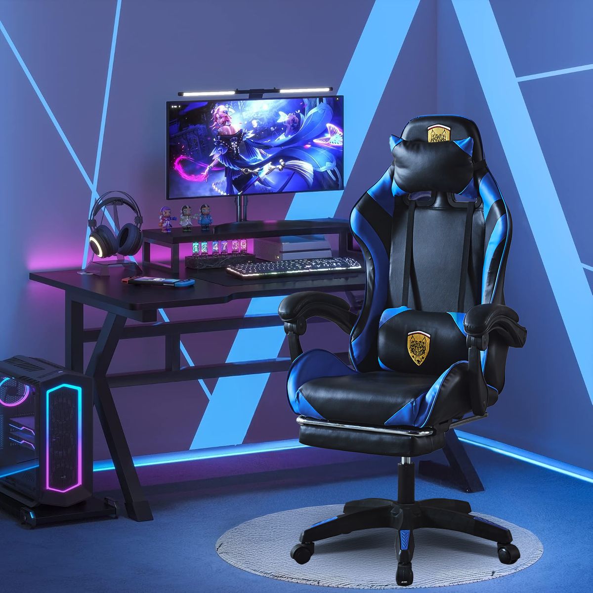 Gaming Chair Ergonomic Adjustable Recliner Computer Chair with Footrest ...