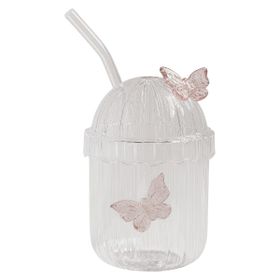 2 Piece -Travel Cup with Dual Pink Butterfly Accents - Transparent ...
