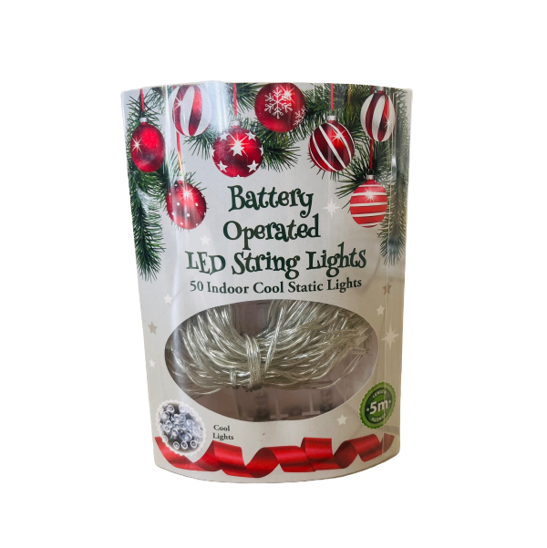 50 Battery Operated Christmas Led Static String Lights - 5m | Shop ...