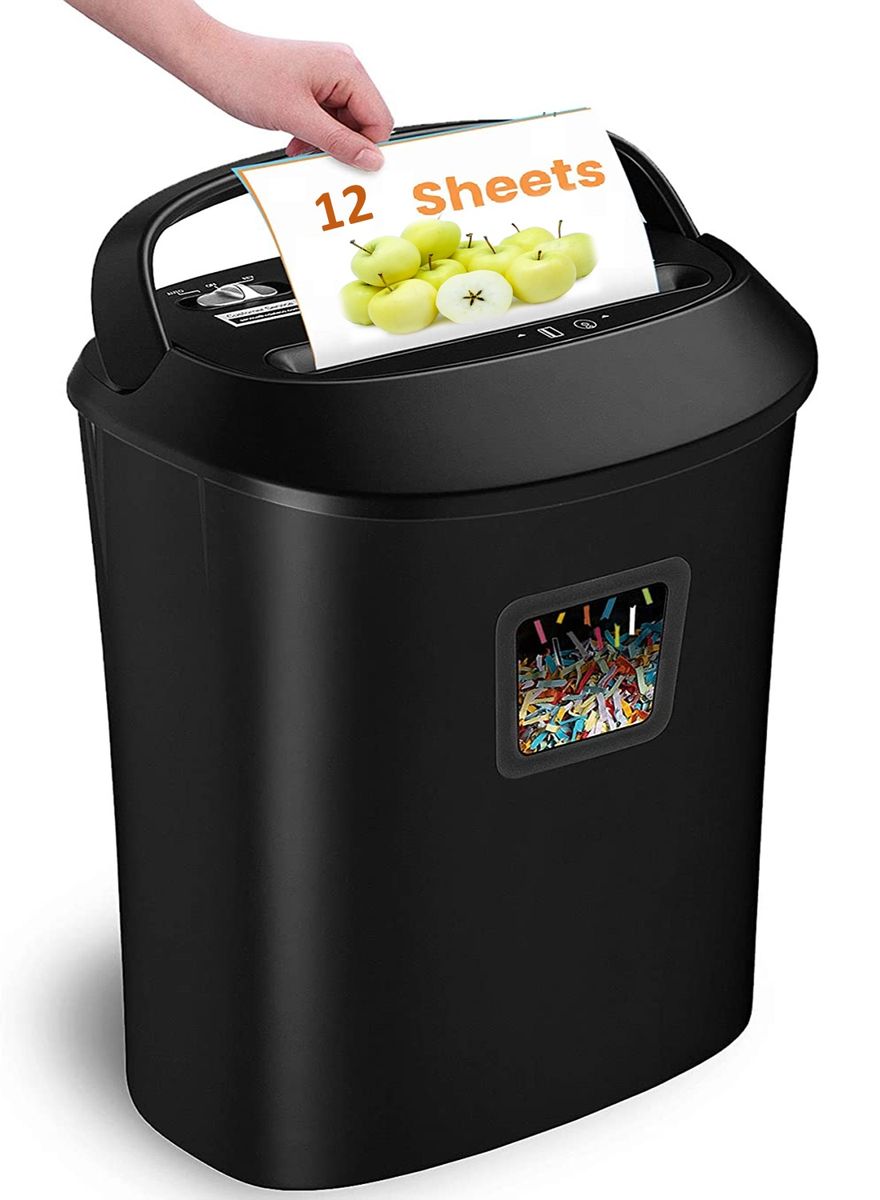 Paper Shredder 12-Sheet Cross-Cut Shredder with US Patented Cutter ...