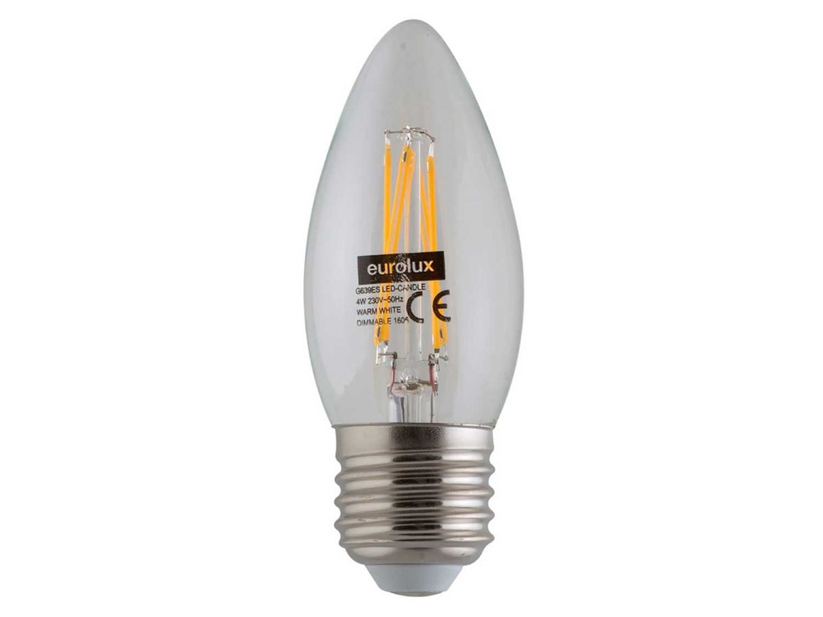 4W Clear Warm White Elli LED Filament E27 Candle Bulb x 4 | Shop Today ...