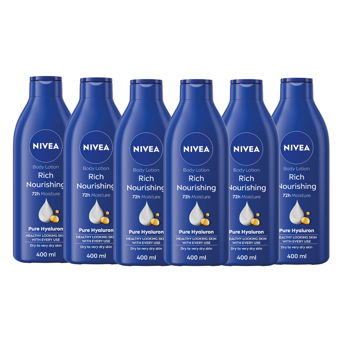 NIVEA Rich Nourishing Body Lotion with Deep Moisture Serum, 6x400ml ...