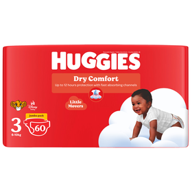 Huggies Dry Comfort Disposable Nappies - Size 3 60 Nappies Jumbo Pack ...