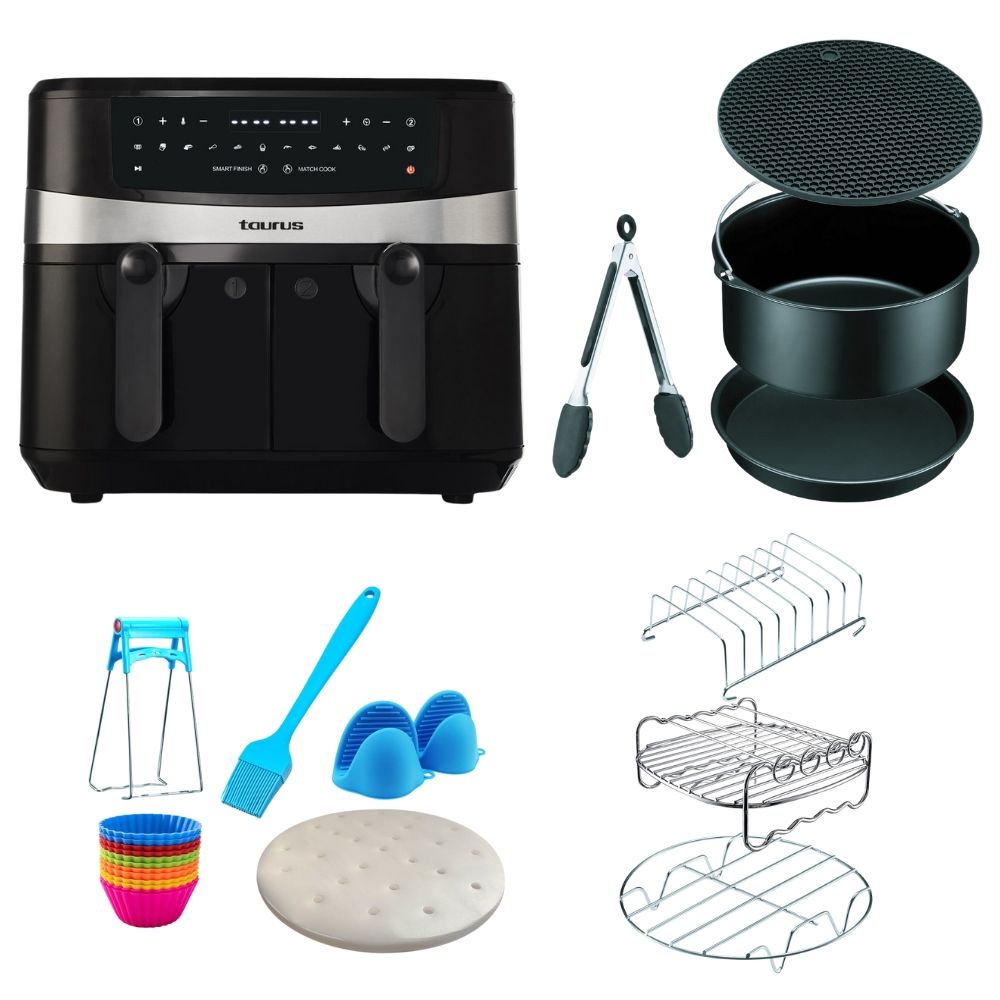 Taurus - Digital Non-stick Zone Dual Air Fryer 9L 1750W with Accs. Set ...
