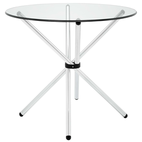 Round Perla Glass Table 80cm with 2 Place Mats - Silver Legs | Shop ...