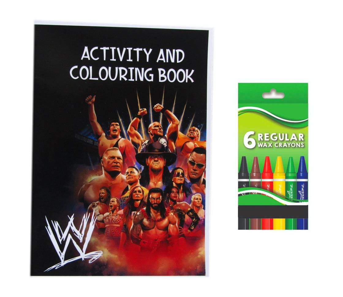 Wwe Wrestling Activity and Colouring Book A5 plus 6 Wax Crayons - Set ...