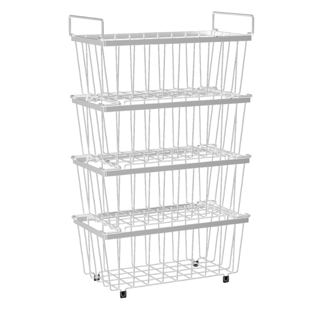 Bestby - 4 Pack Stackable Metal Freezer Baskets Organizers with Handles ...