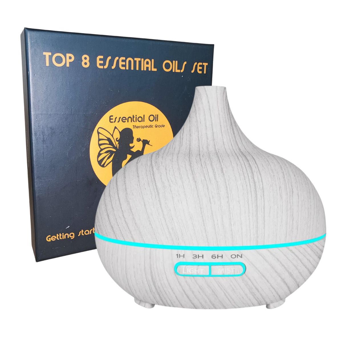 400ml White Marble Design Aromatherapy Diffuser with 8 Essential Oils ...