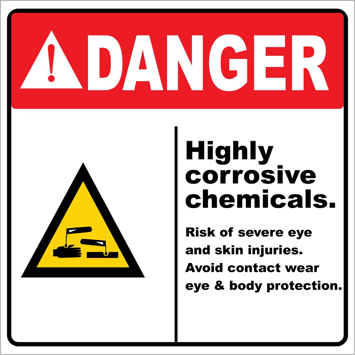 Danger Highly Corrosive Chemicals Sign 29x29cm - 2 Pack | Shop Today ...